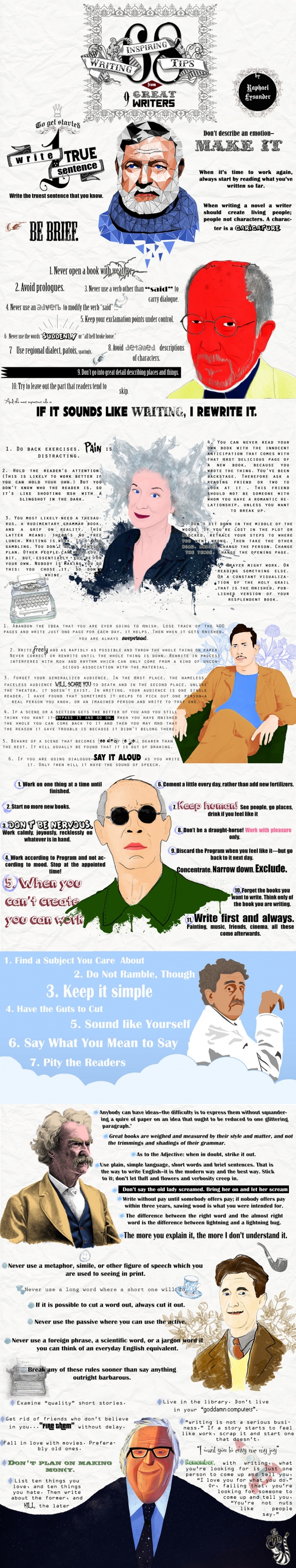 68 Inspiring Writing Tips from 9 Great Writers [Infographic]